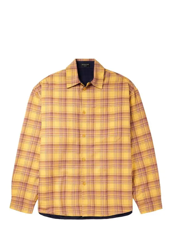 Balenciaga Reversible Checked Cotton-flannel Shirt - Yellow