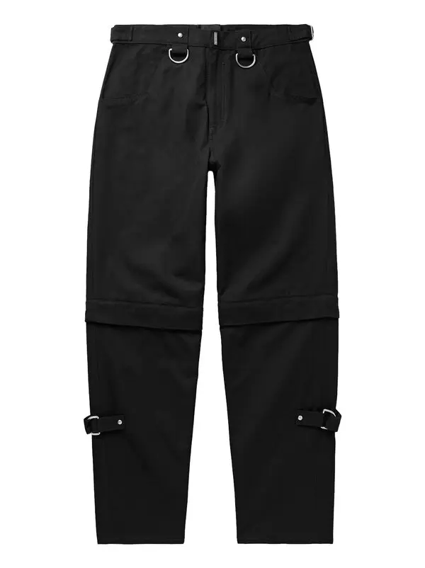 Givenchy Convertible Straight-leg Embellished Cotton-canvas Trousers - Black