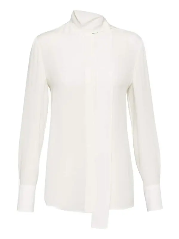 Valentino Garavani Bow-tie Neck Silk Georgette Blouse - White