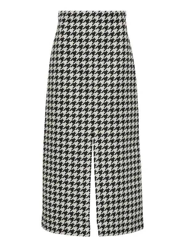Burberry Houndstooth Twill Maxi Skirt - Black