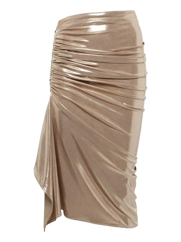 Maticevski Neroli Ruched Midi Skirt - Gold