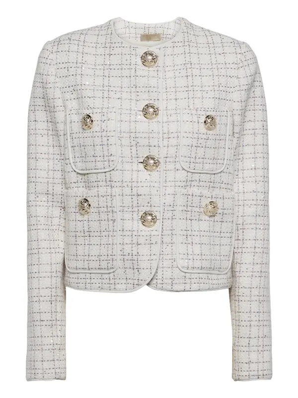 Elie Saab Embellished Tweed Jacket - White