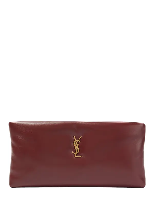 Saint Laurent Calypso Leather Pouch - Burgundy