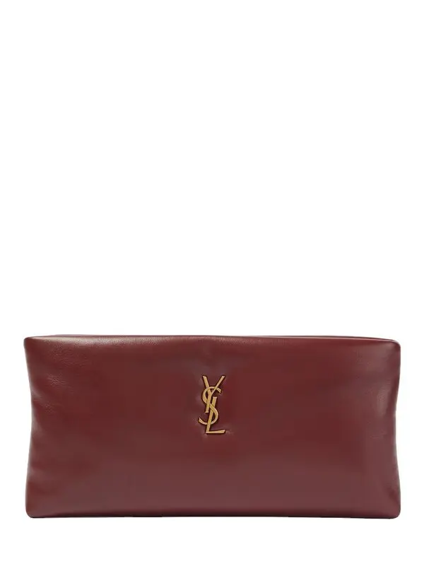 Saint Laurent Calypso Leather Pouch - Burgundy