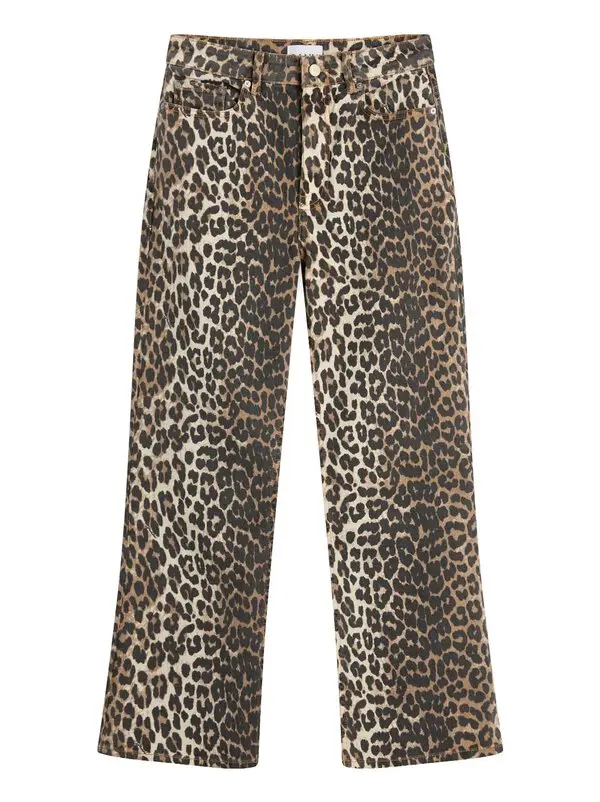 GANNI Print Flare Leg Jeans - Leopard