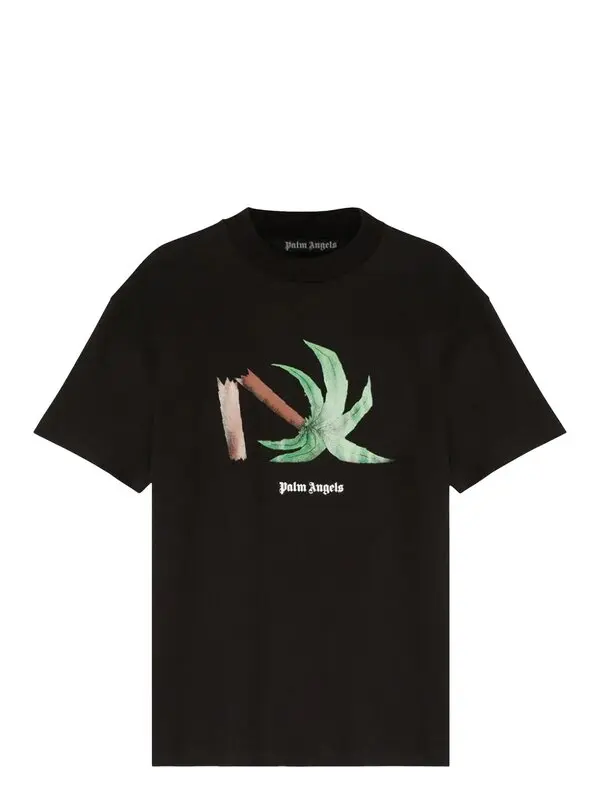 Palm Angels Broken Palm Classic Tee /green - Black