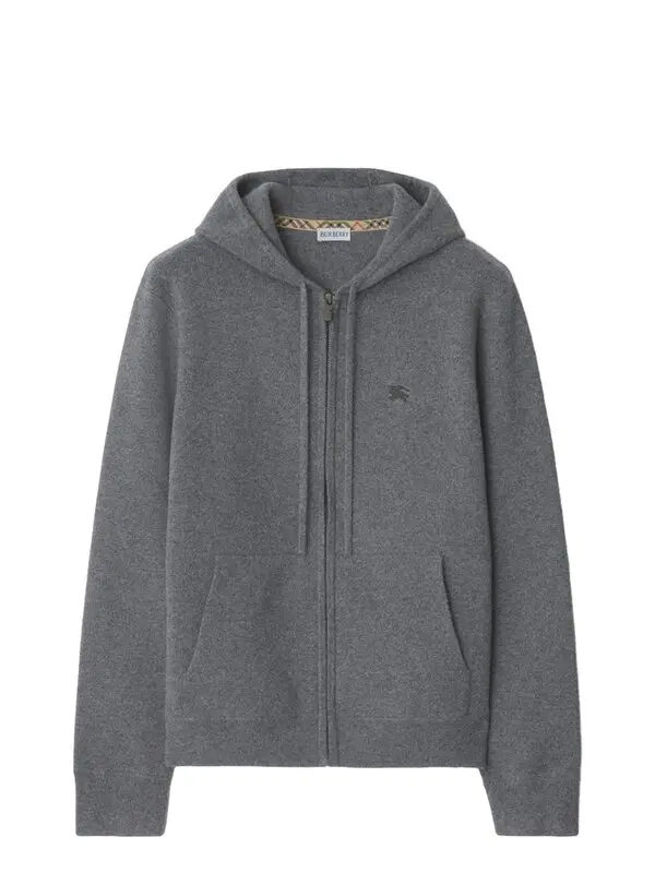 Burberry Cashmere Blend Zip Hoodie - Grey