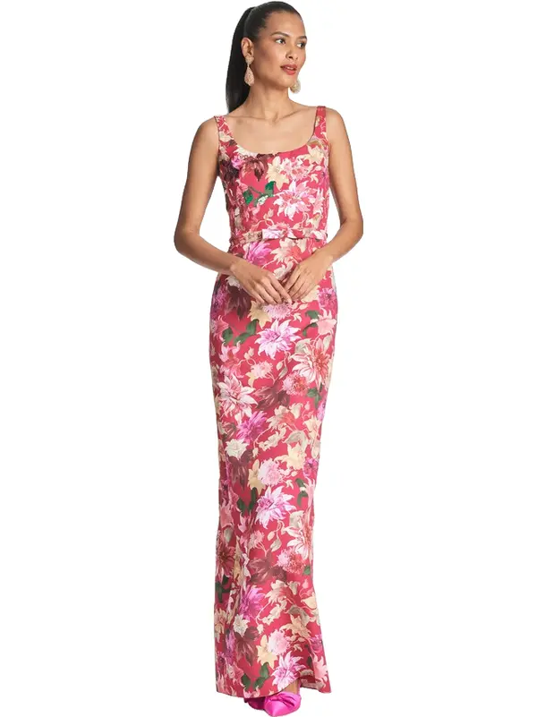 Sachin & Babi Lana Floral Gown With Embellishments - Pink