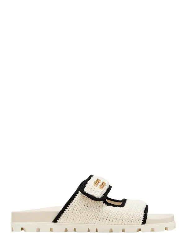 Miu Miu Crochet Grip Slide Sandals - Avorio/nero