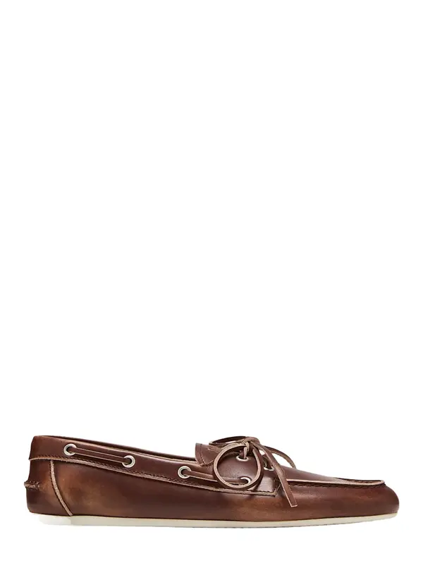 Miu Miu Leather Moccasin Loafers - Bruciato