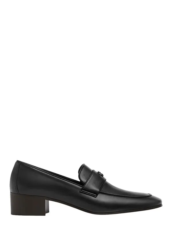 BOUGEOTTE Leather Medallion Heeled Loafers - Black