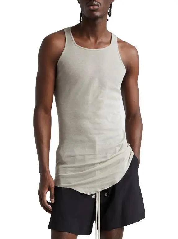 Rick Owens Longline Cotton Tank Top - Pearl