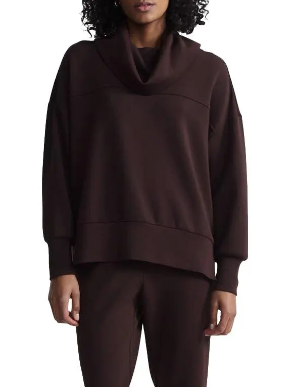 Varley Priya Longline Cowl Neck Sweatshirt - Coffee Bean