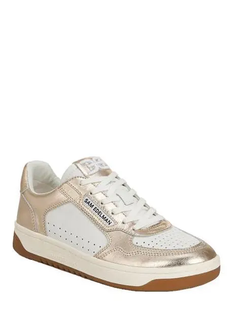 Sam Edelman Harper Leather Sneakers - Gold Leaf/white