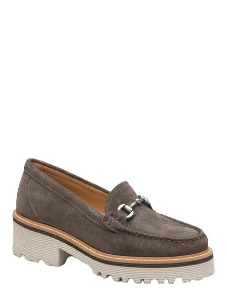 Johnston & Murphy Emmalynn Lug Sole Bit Loafer - Dark Gray Suede