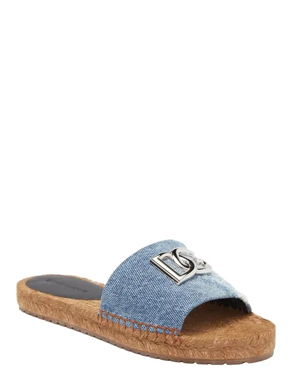 Dolce & Gabbana Denim Patchwork Slide Sandal - Denim Blue