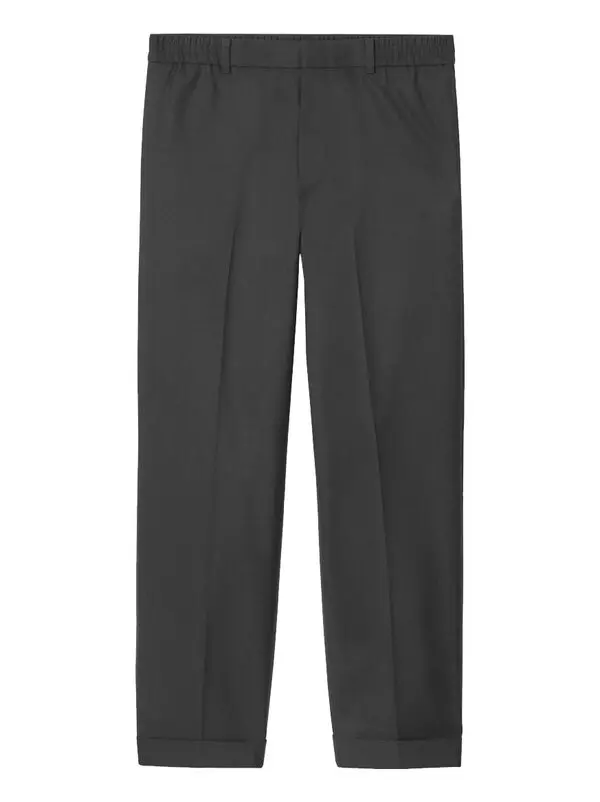 Cos Turn-up Wool-blend Straight-leg Trousers - Black