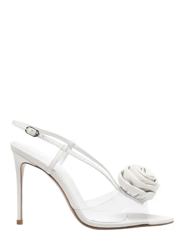 LE SILLA Rose 110mm Leather Sandals - White