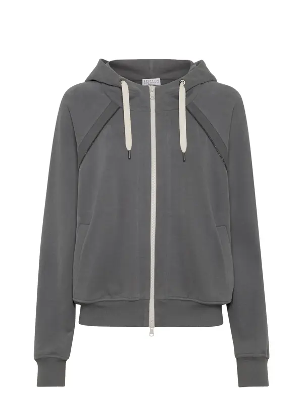 Brunello Cucinelli Monili Zip-up Hoodie - Grey