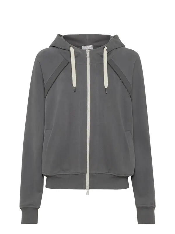 Brunello Cucinelli Monili Zip-up Hoodie - Grey