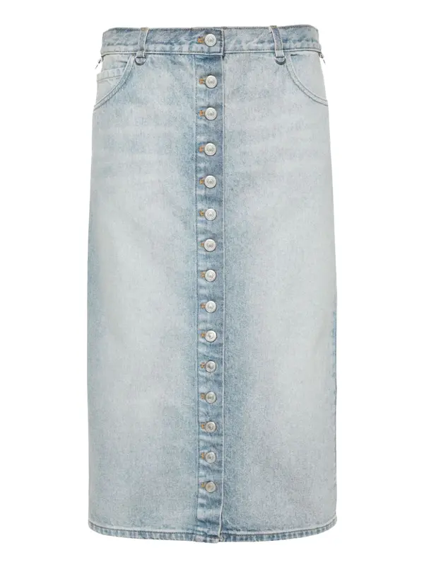 COURREGES D-rings Denim Midi Skirt - Blue
