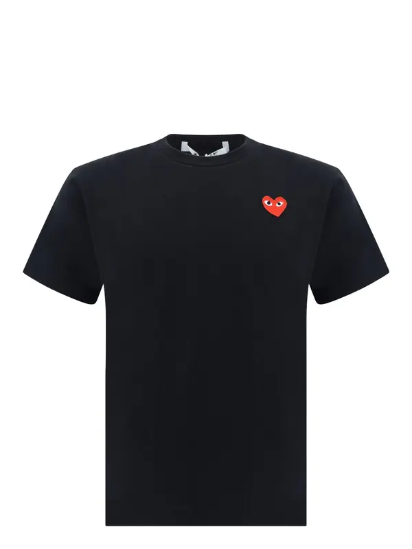 Play Comme Des Garcon Heart-patch Cotton T-shirt - Black