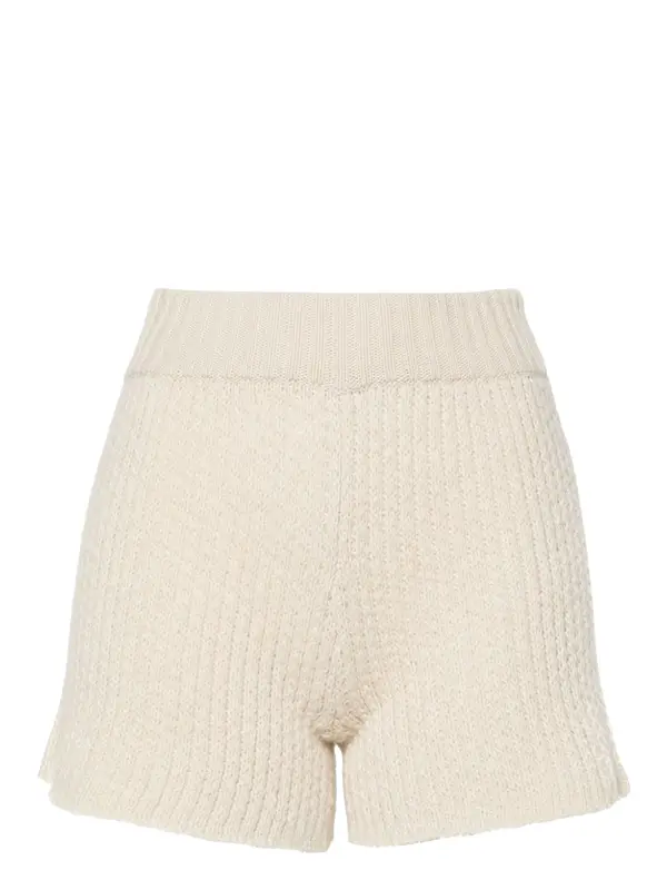 Alanui Ribbed-knit Shorts - Neutrals