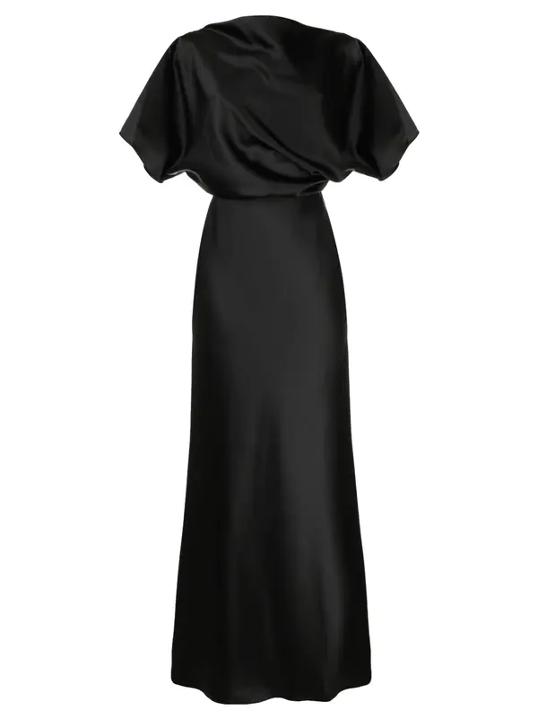 Amsale Draped Satin Gown - Black