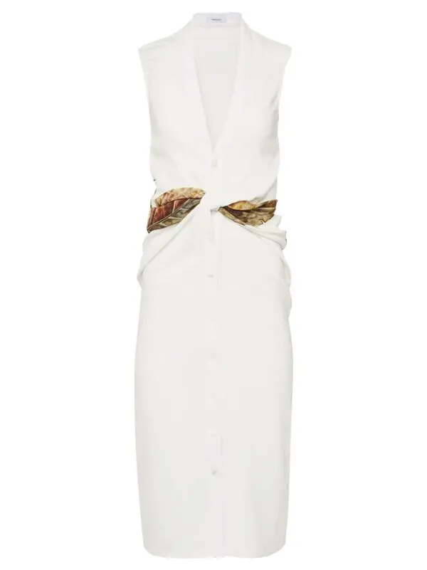 FERRAGAMO Twisted-belt Midi Dress - White
