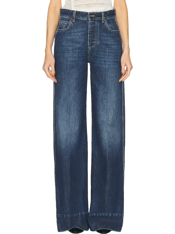 Bottega Veneta Indigo Wide Leg Jeans - Mid Blue