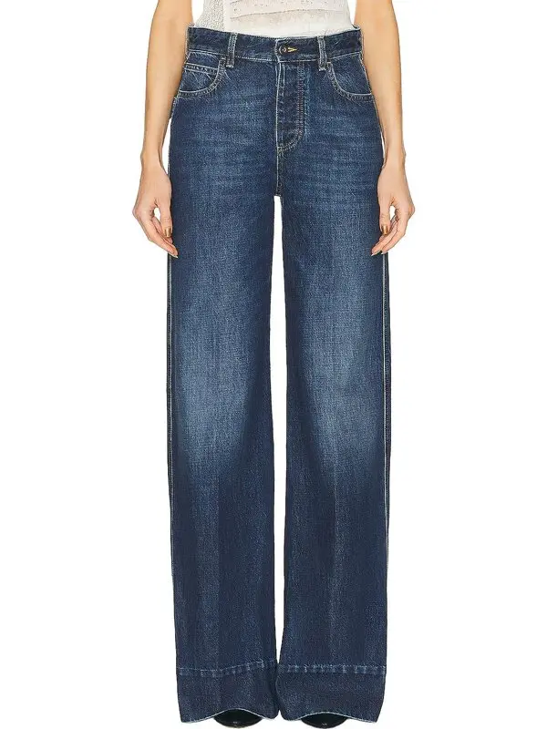 Bottega Veneta Indigo Wide Leg Jeans - Mid Blue
