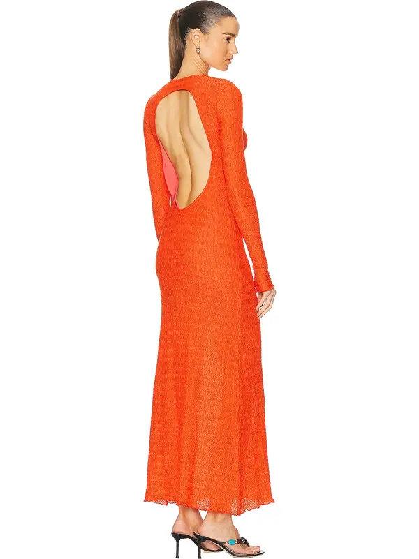 SIEDRES Lendi Textured Maxi Dress - Orange