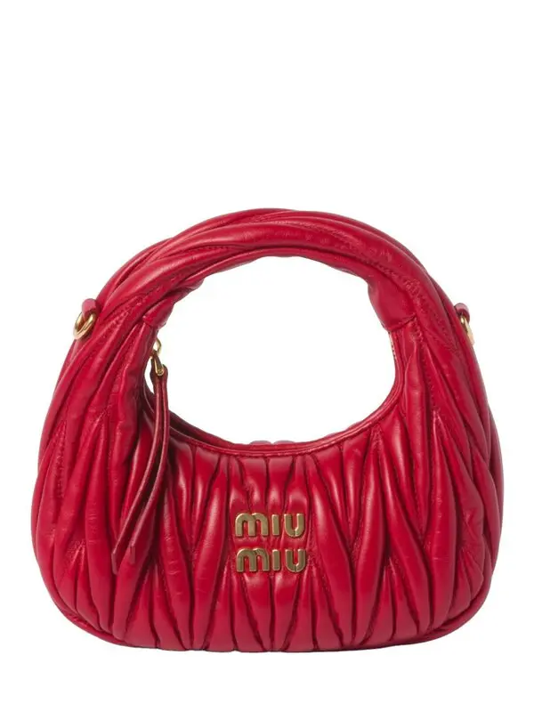 Miu Miu Wander Matelassé Nappa Leather Hobo Mini Bag - Red