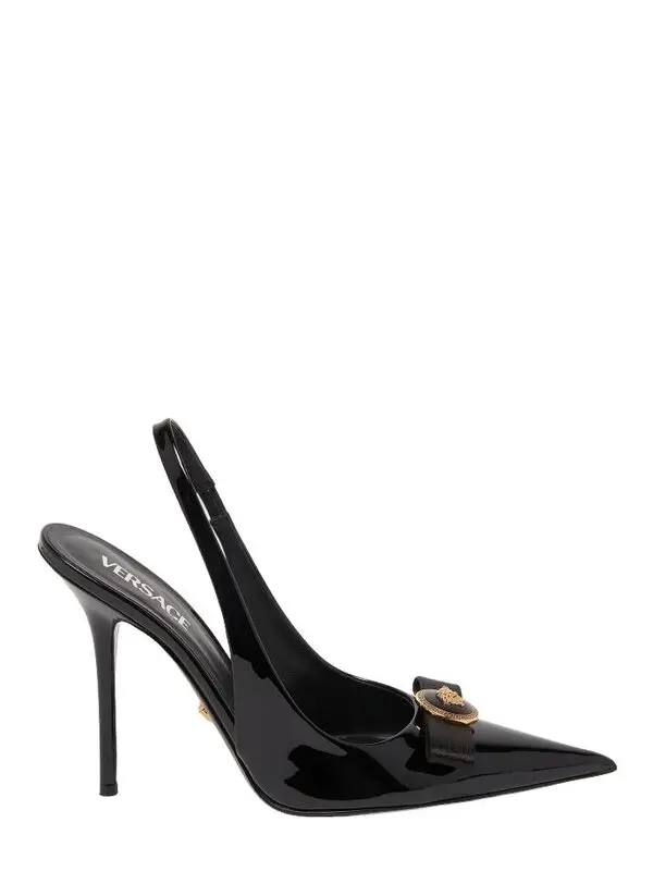 Versace 110mm Patent Leather Slingback Pumps - Black