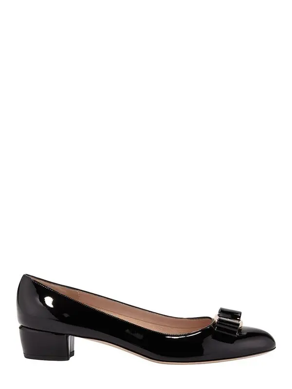 FERRAGAMO Vara Bow Leather Low Pumps - Nero
