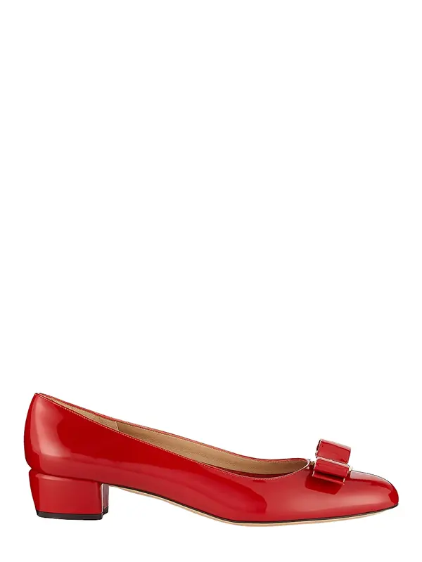 FERRAGAMO Vara Bow Leather Low Pumps - Red