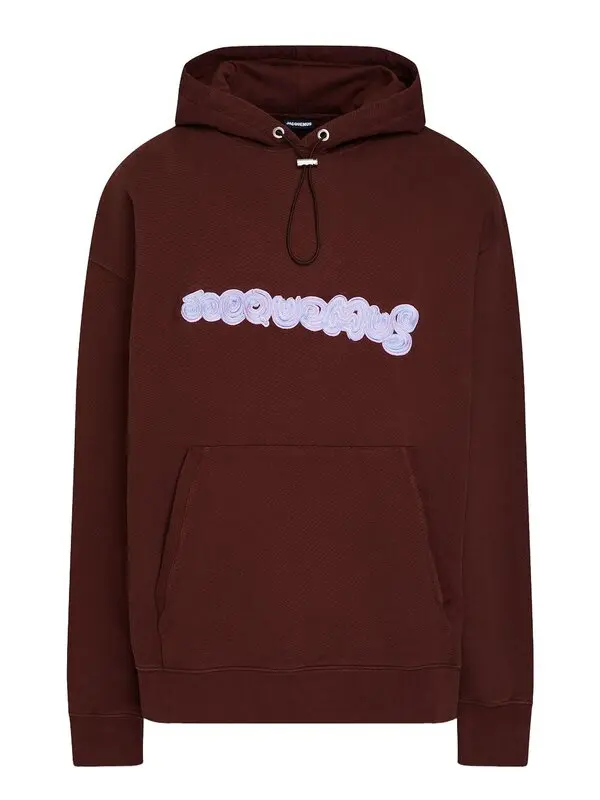 Jacquemus Spirale Embroidered Cotton-terry Hoodie - Brown
