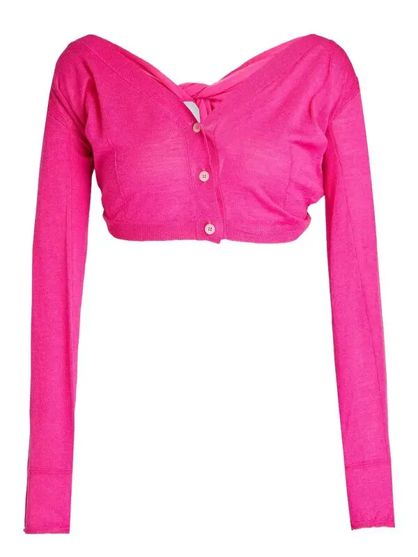 Jacquemus Soli Cropped Twist-back Cardigan - Fuchsia