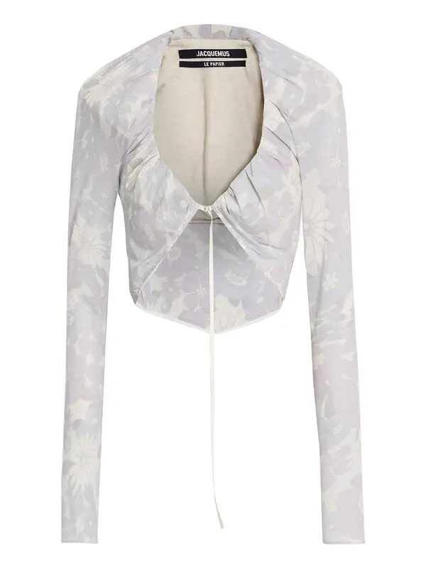 Jacquemus Goccia Cropped Floral-print Top - Lavender