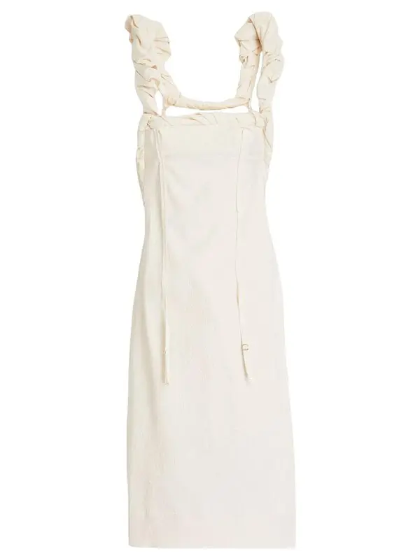 Jacquemus Crema Twisted Cotton-piqué Dress - Off-white