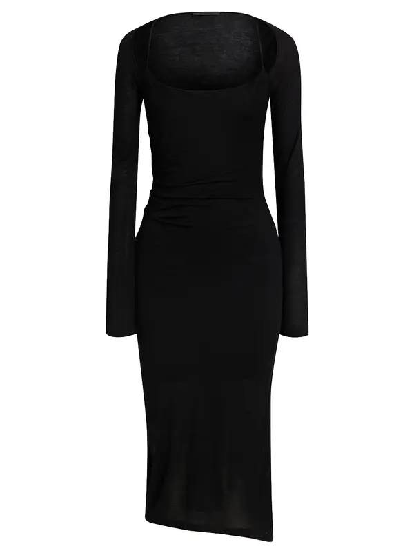 Helmut Lang Cutout Jersey Midi Dress - Black