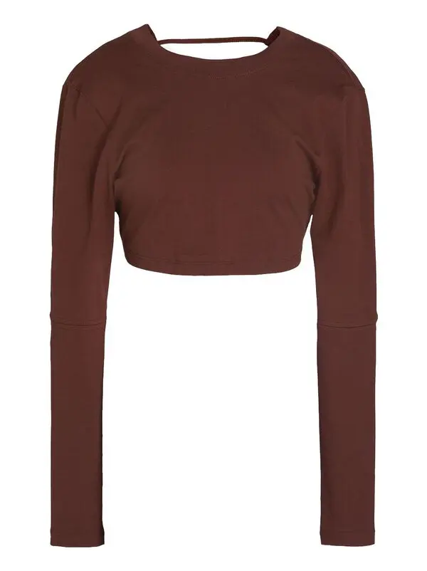 Jacquemus Piccola Cropped Cutout Top - Brown