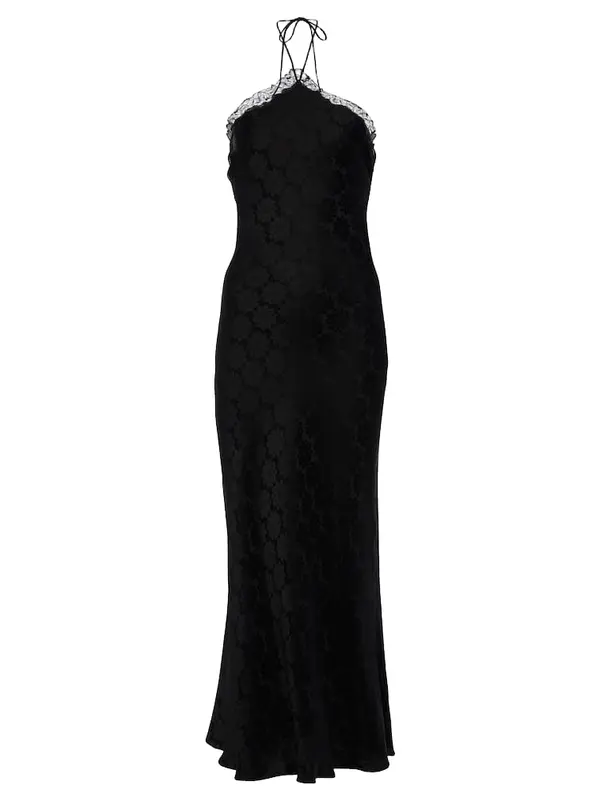 Stella McCartney Floral Jacquard Lace Midi Dress - Black
