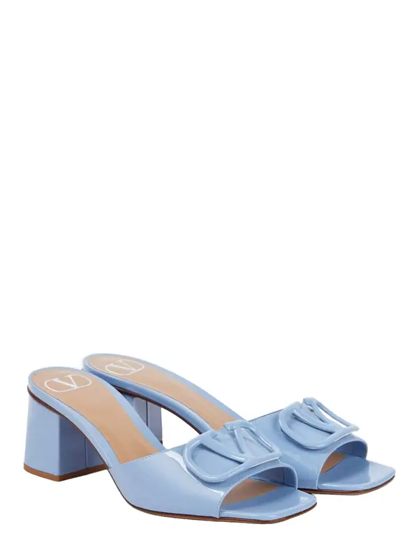 Valentino Garavani Vlogo Signature Patent Leather Mules - Blue