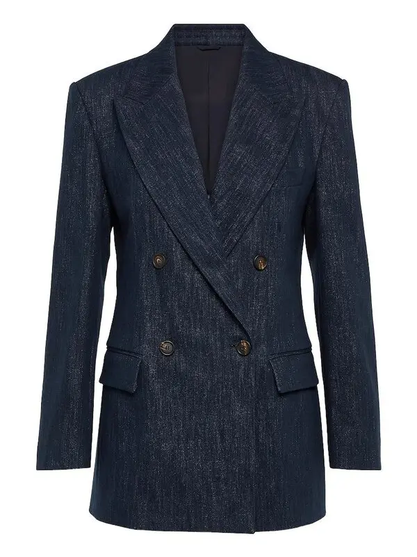 Brunello Cucinelli Metallic Cotton-blend Blazer - Silver