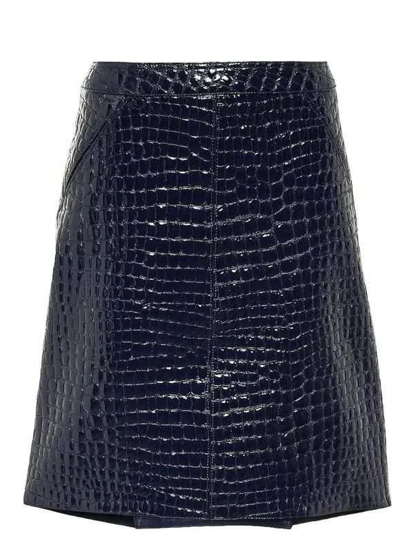 TOM FORD Croc-effect Leather Midi Skirt - Blue