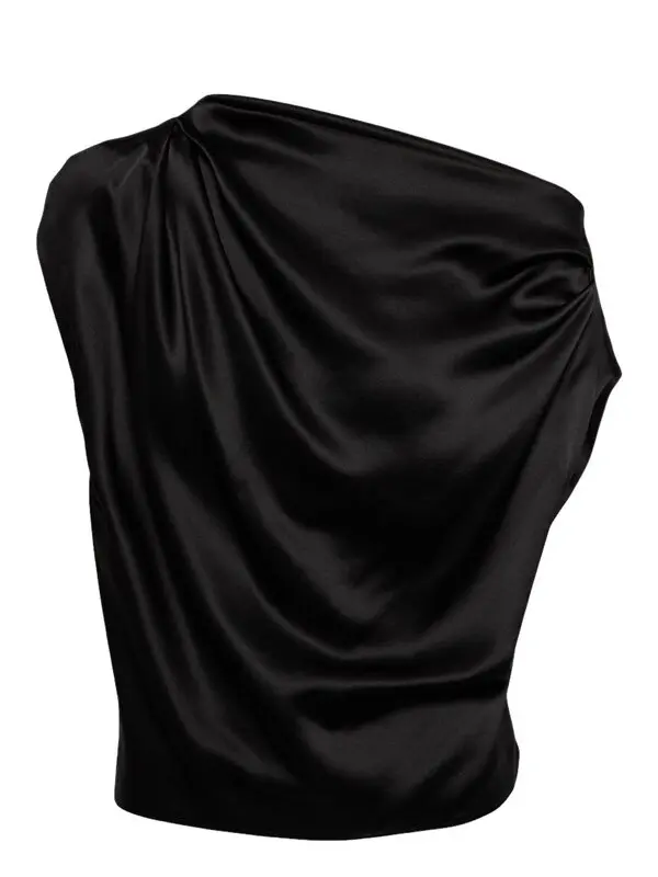 THE SEI Draped One-shoulder Top - Black