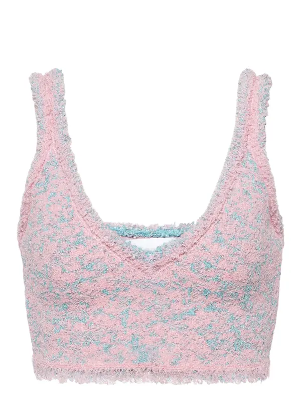 Rabanne Tweed Lurex Cropped Top - Pink