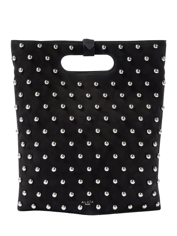 Alaïa Folded Embellished Suede Tote Bag - Black