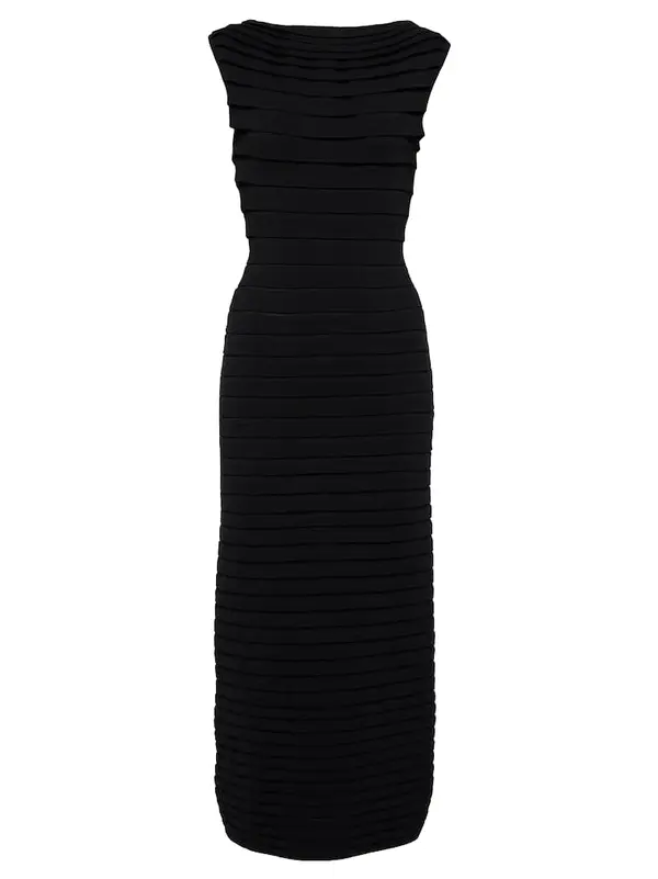 Alaïa Striped Midi Dress - Black